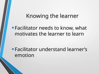 KNOW YOUR LEARNERS (KYL) used in trainig | PPTX