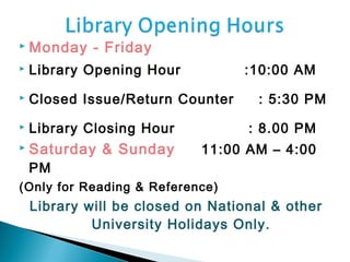 User Awarness Programme@Central Library, Tripura university | PPT