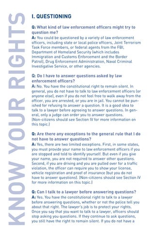 KNOW YOUR RIGHTS WHEN ENCOUNTERING LAW ENFORCEMENT | PDF