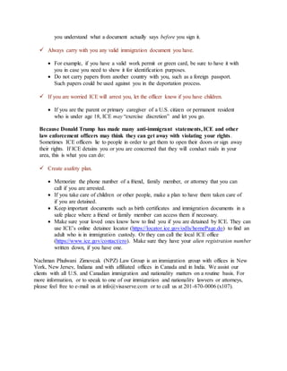 U.S. IMMIGRATION ALERT: KNOW YOUR RIGHTS: EVERY ONE HAS CERTAIN BASIC ...