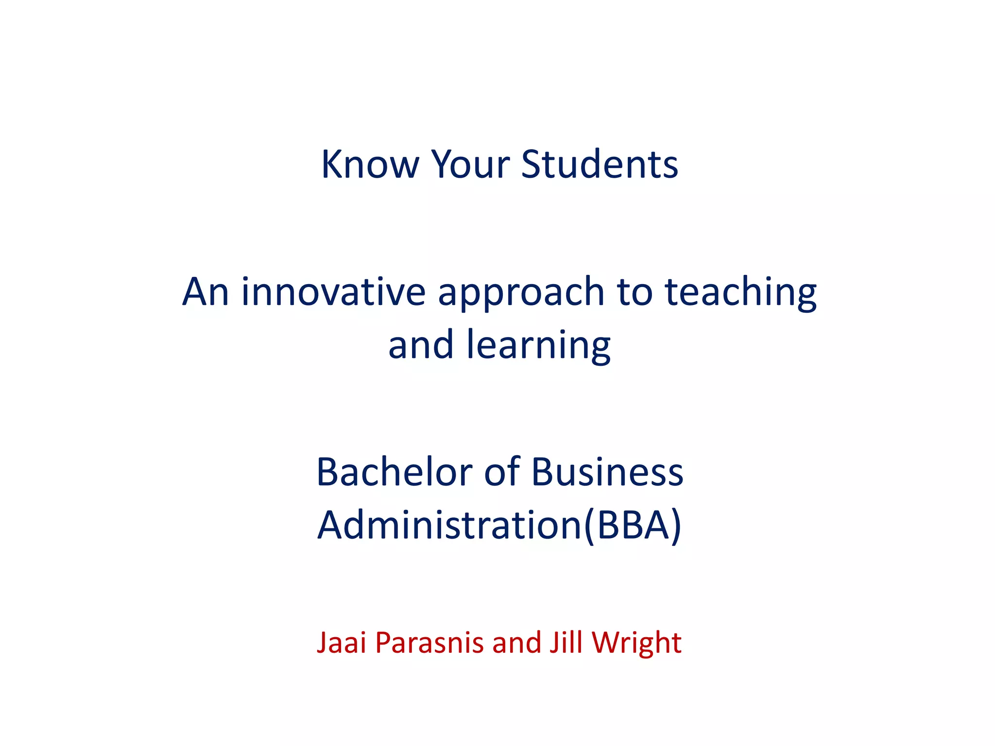 Know your students bba presentation | PPTX | Education industry ...