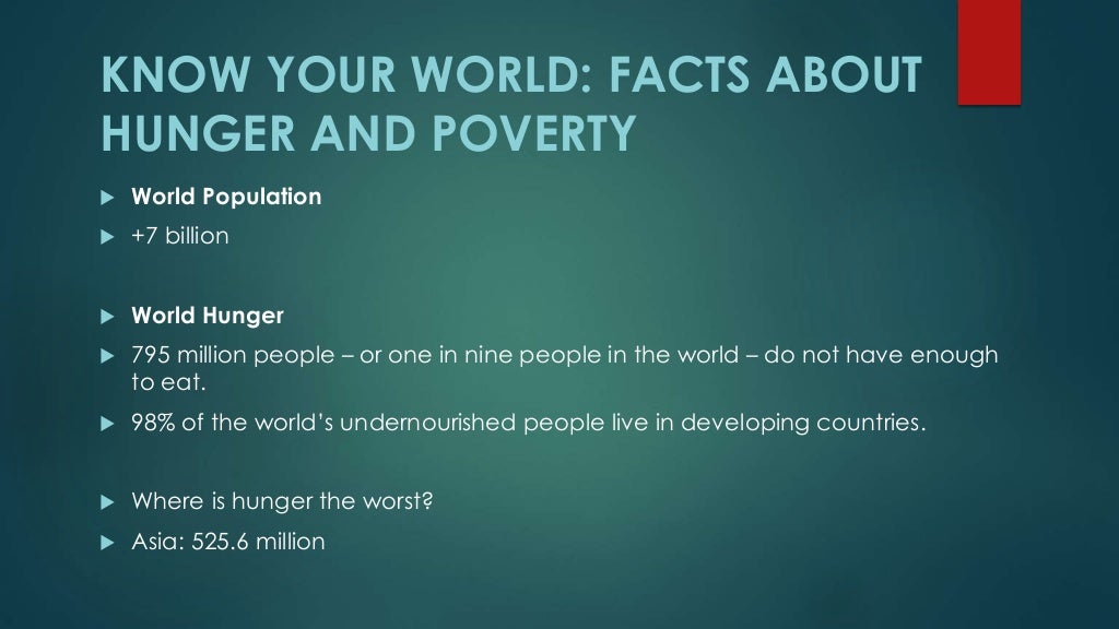 KNOW YOUR WORLD: Facts About Hunger and Poverty 2015