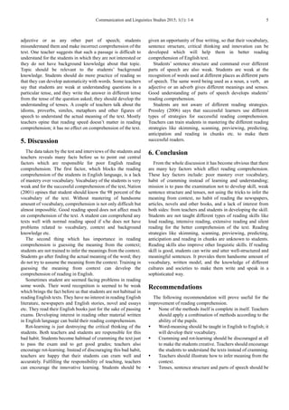 Factors Responsible for Poor English Reading Comprehension at Secondary ...