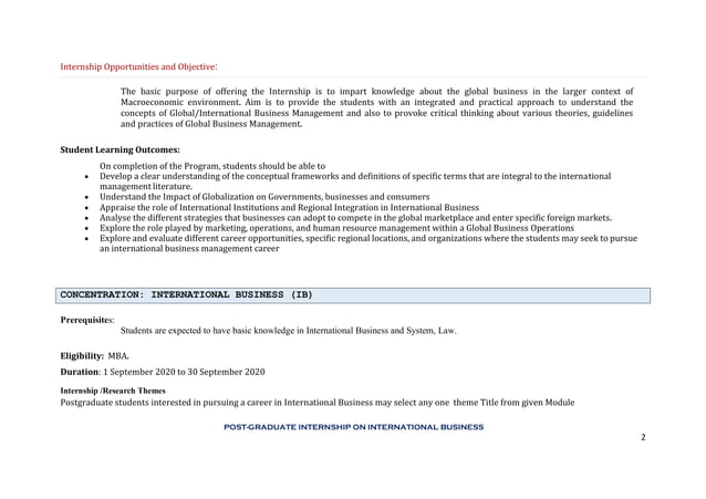 INTERNATIONAL BUSINESS INTERNSHIP PROGRAM | PPT