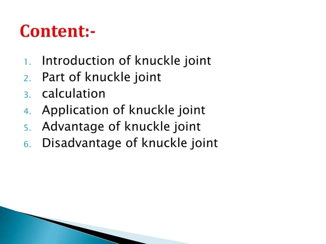 Knuckle joint silde | PPTX | Physics | Science