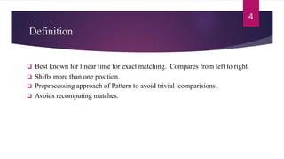 Knuth morris pratt string matching algo | PPTX