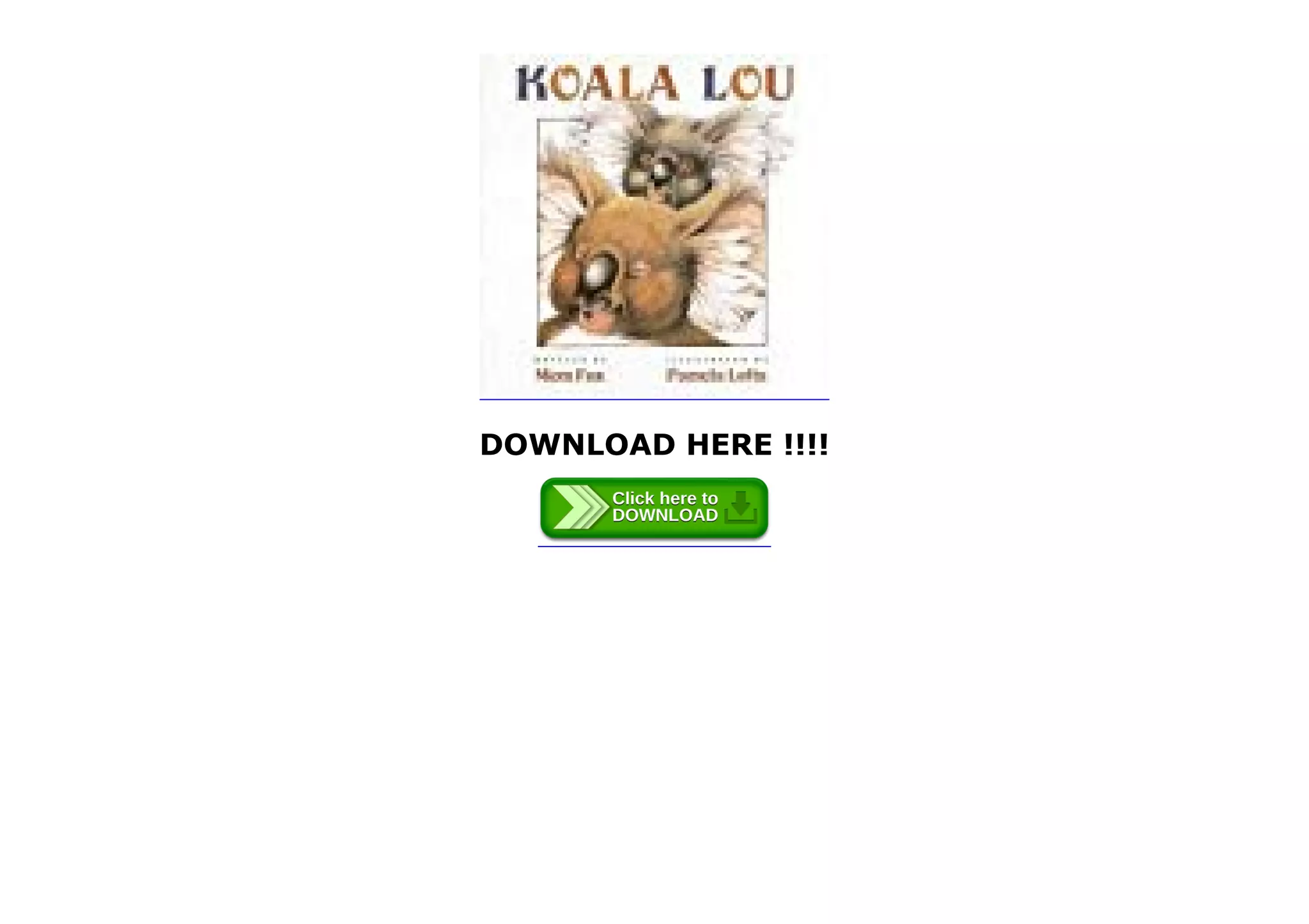 [NEW RELEASES] Koala Lou by Mem Fox | PDF
