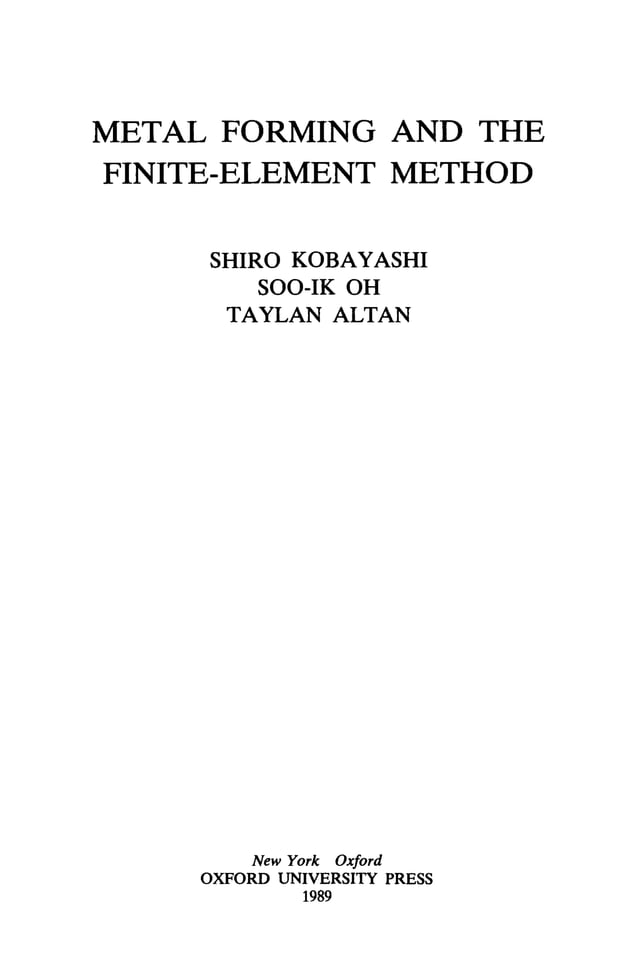 Kobayashi metal forming and the finite element method | PDF
