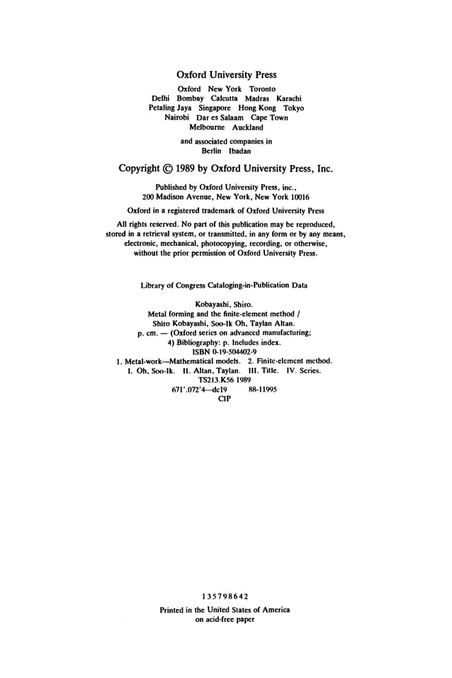Kobayashi metal forming and the finite element method | PDF