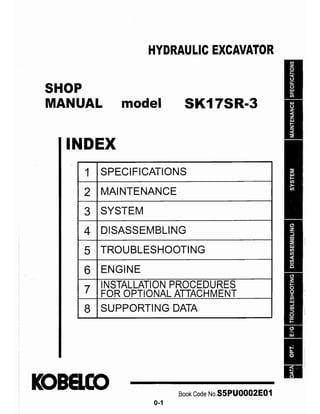 Kobelco sk17 sr 3 compact crawler excavator service repair manual | PDF