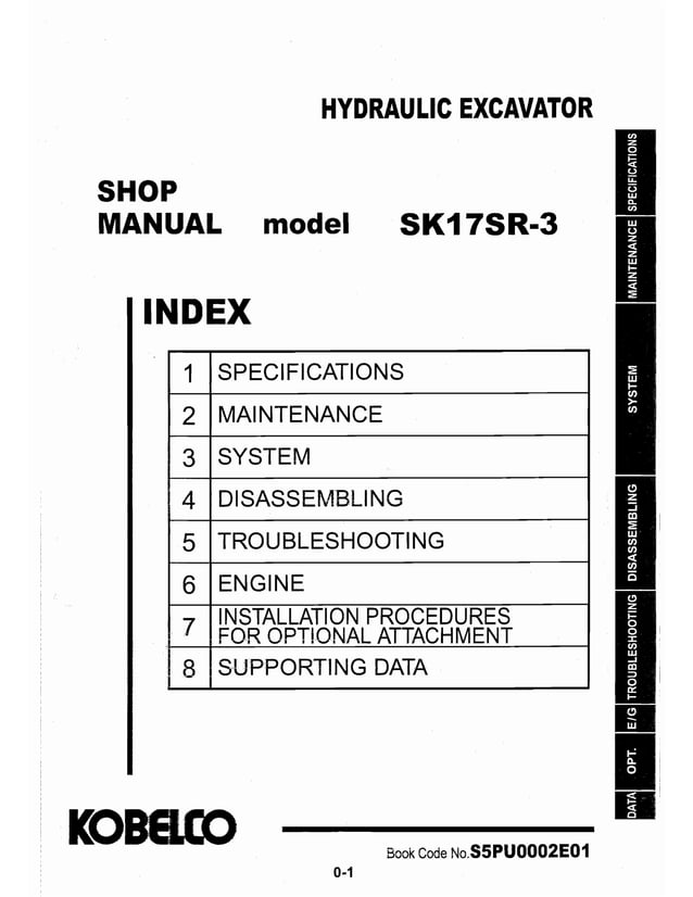 Kobelco sk17 sr 3 compact crawler excavator service repair manual | PDF | Automotive
