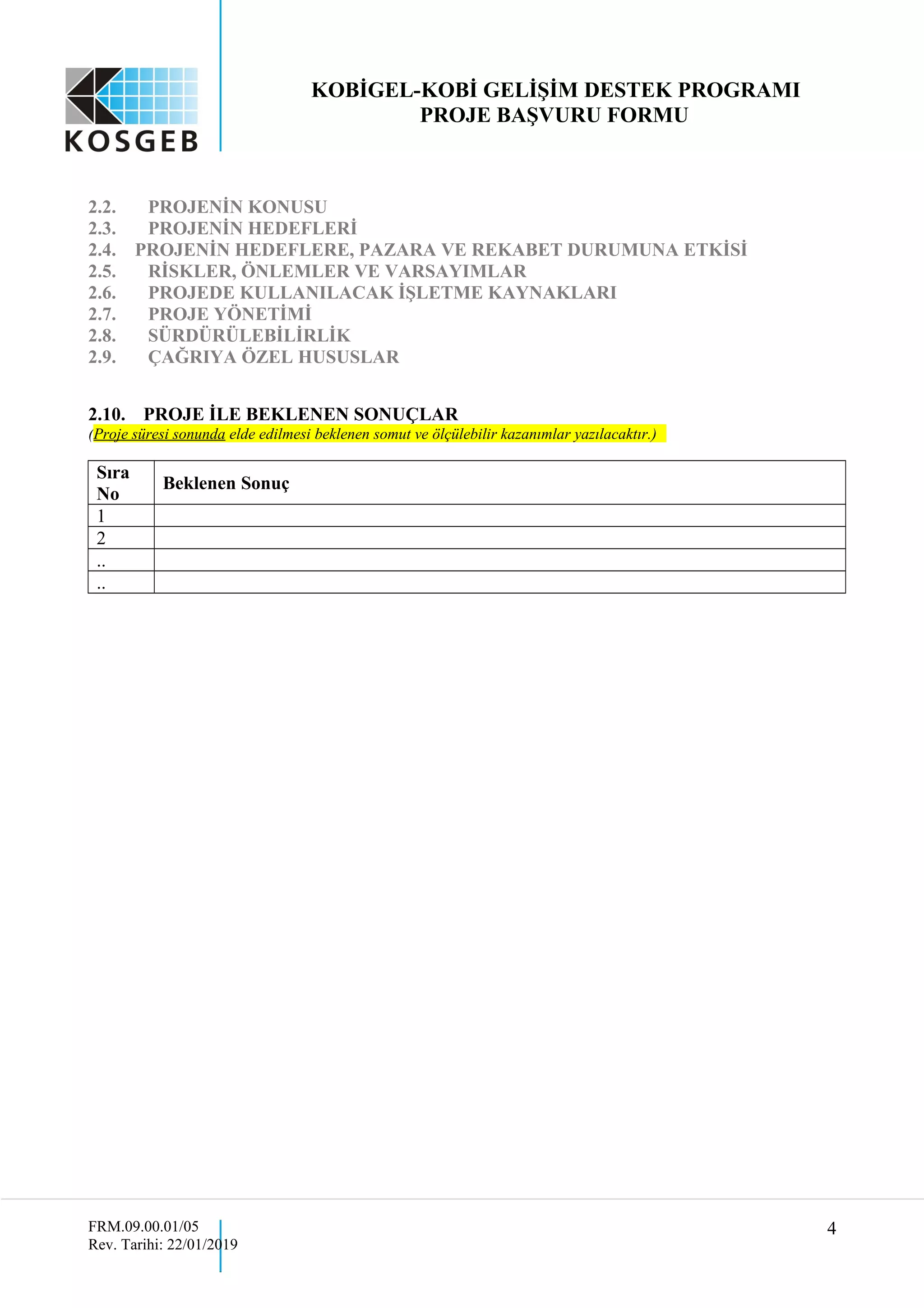 Kobigel kobi gelisim-destek_programi_proje_basvuru_formu | DOC