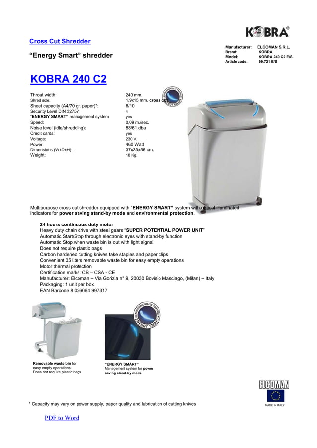 KOBRA 240 C2 | PDF