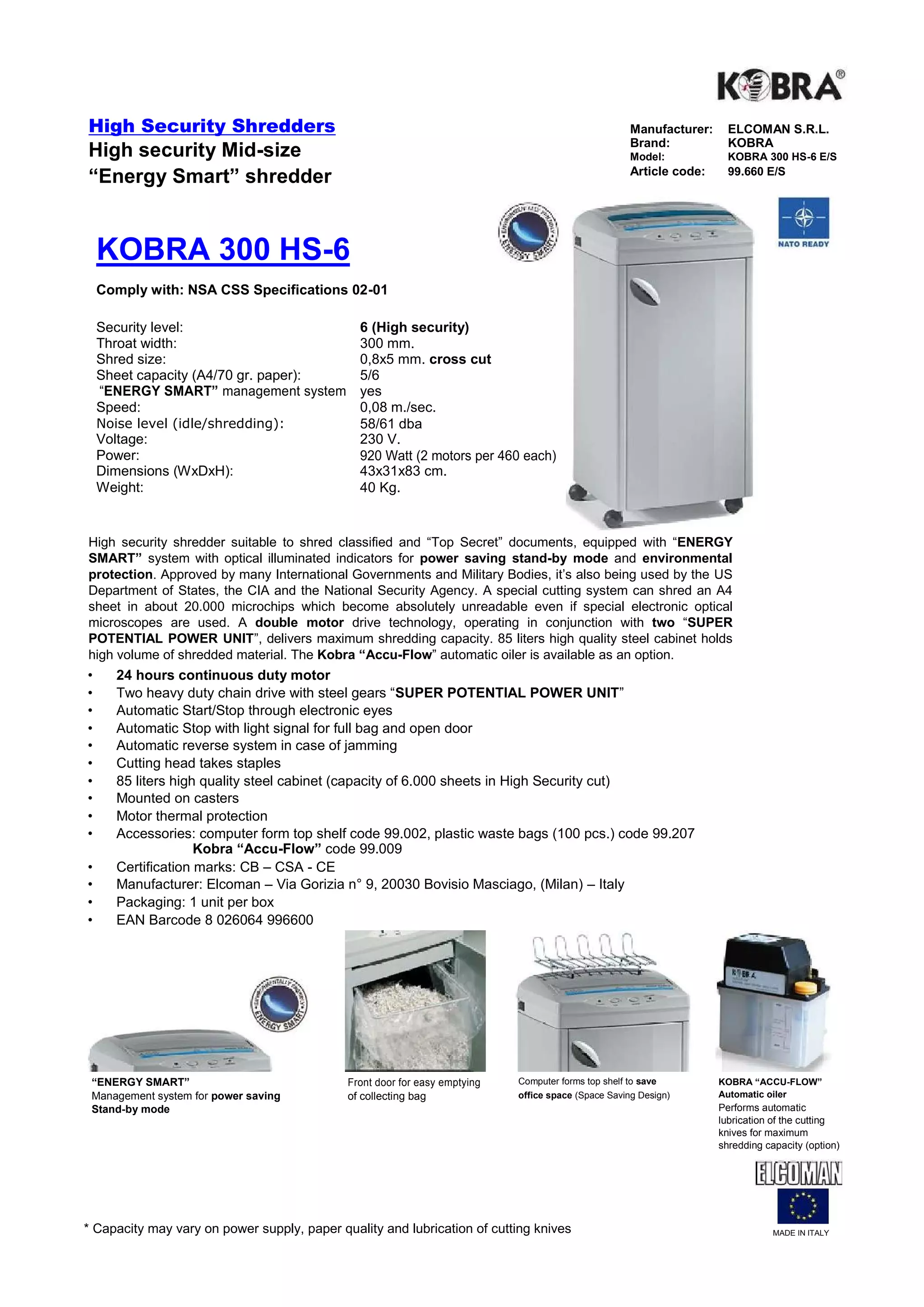 KOBRA 300 HS-6 | PDF