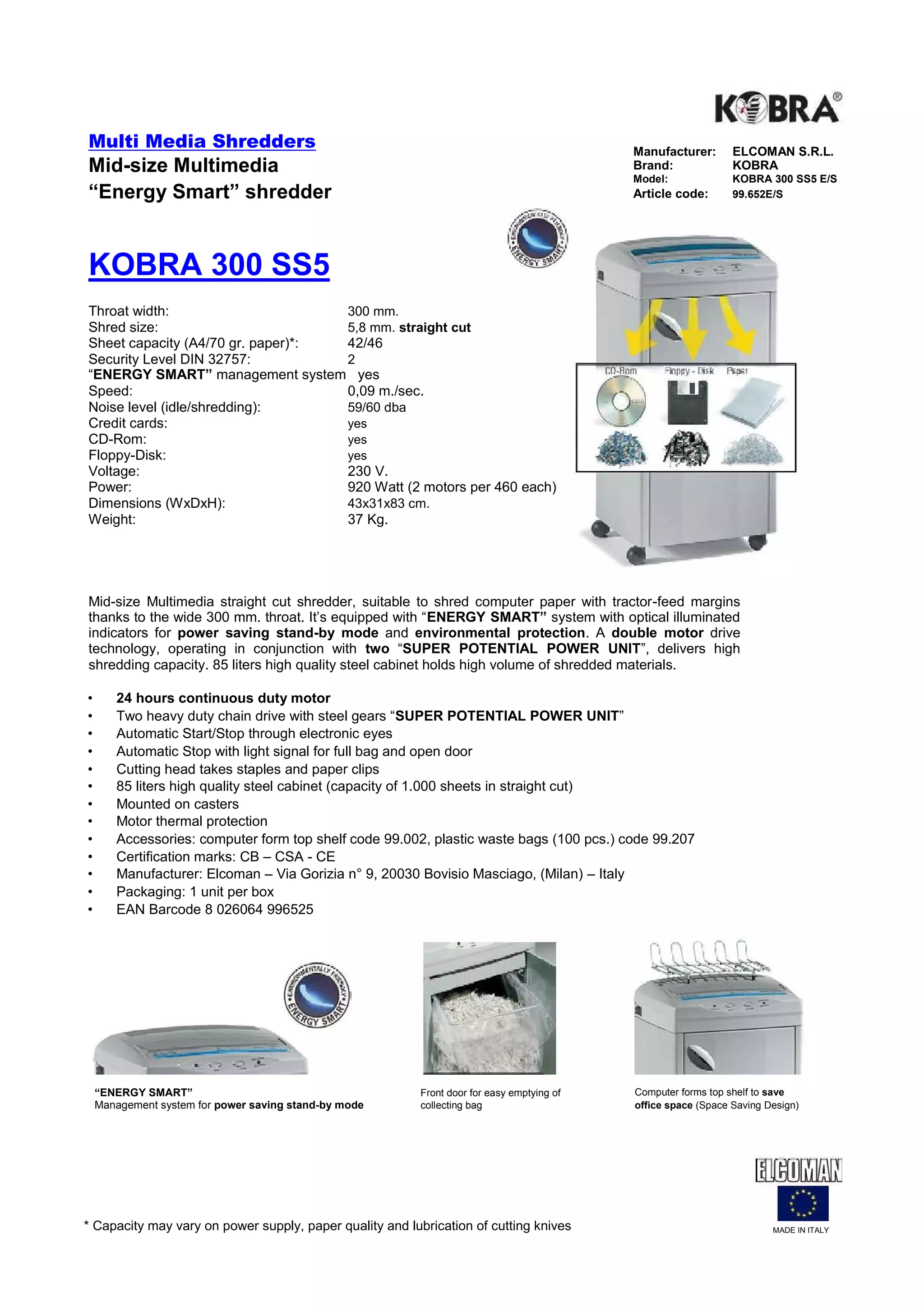 KOBRA 300 SS5 | PDF