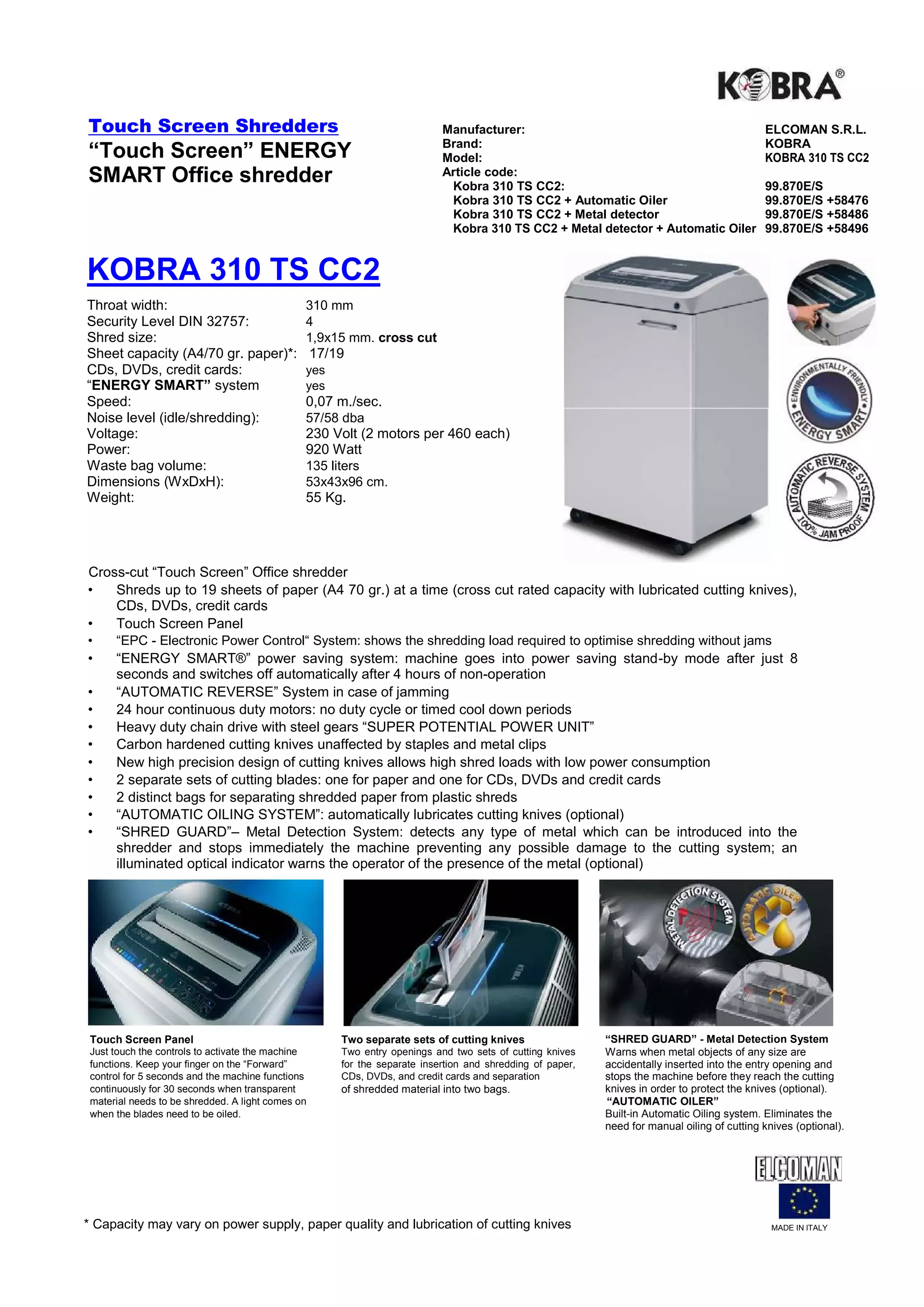 KOBRA 310 TS CC2 | PDF