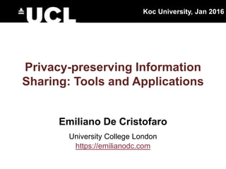 Privacy-preserving Information Sharing: Tools and Applications | PPTX ...