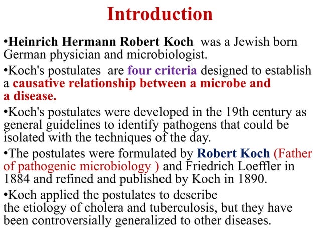Koch's postulate –principals & method | PPTX