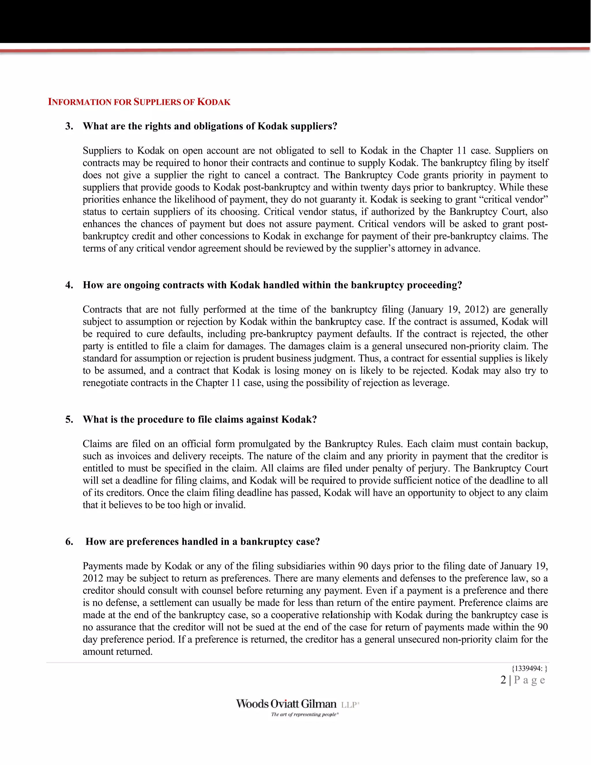 Kodak Bankruptcy Answers | PDF | Bankruptcy | Business Banking & Finance