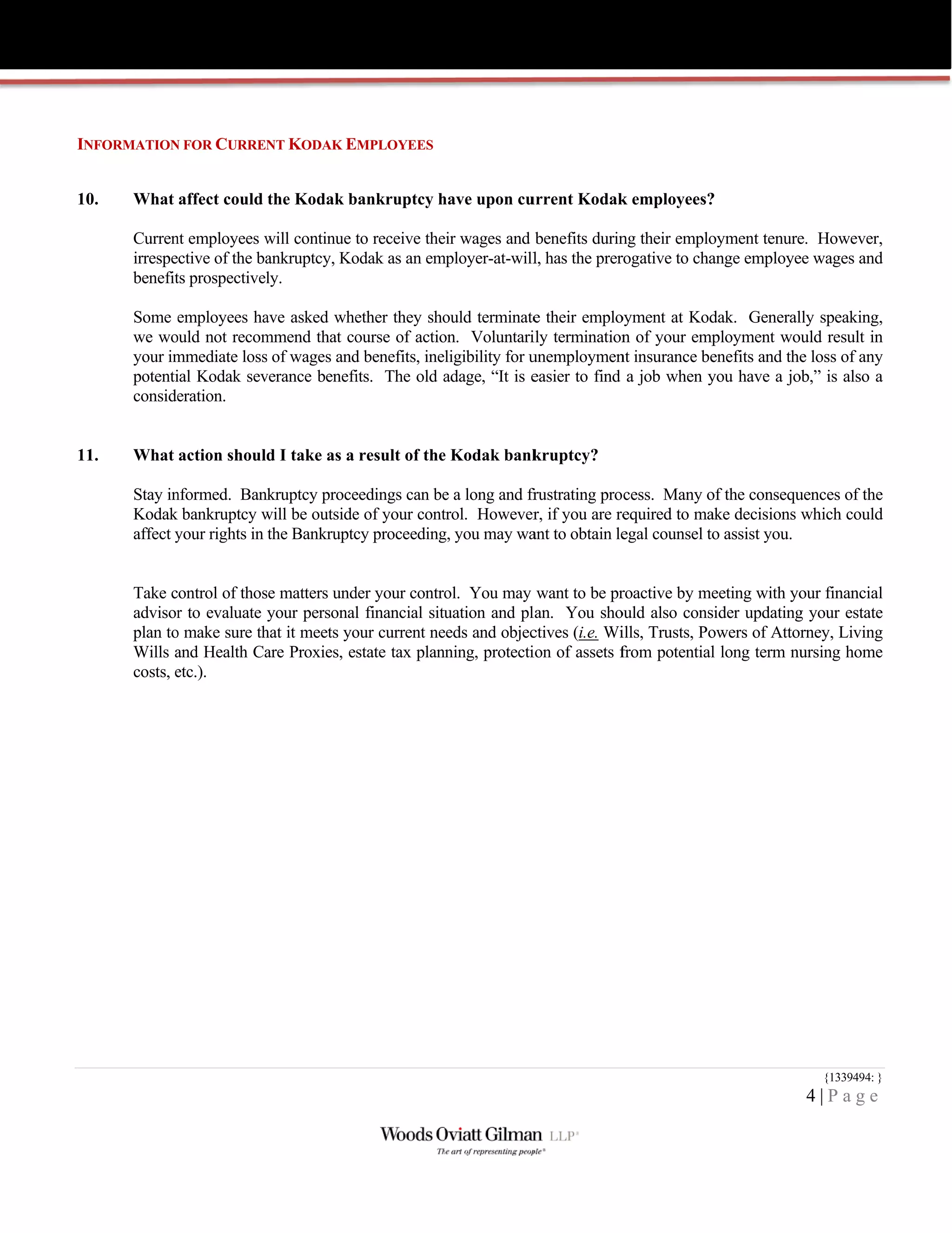 Kodak Bankruptcy Answers | PDF | Bankruptcy | Business Banking & Finance