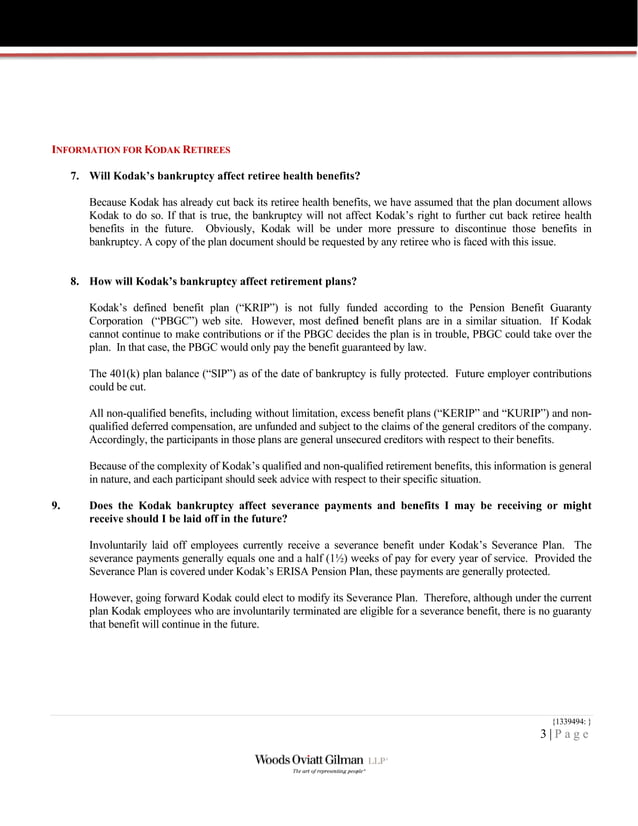 Kodak Bankruptcy Answers | PDF | Bankruptcy | Business Banking & Finance