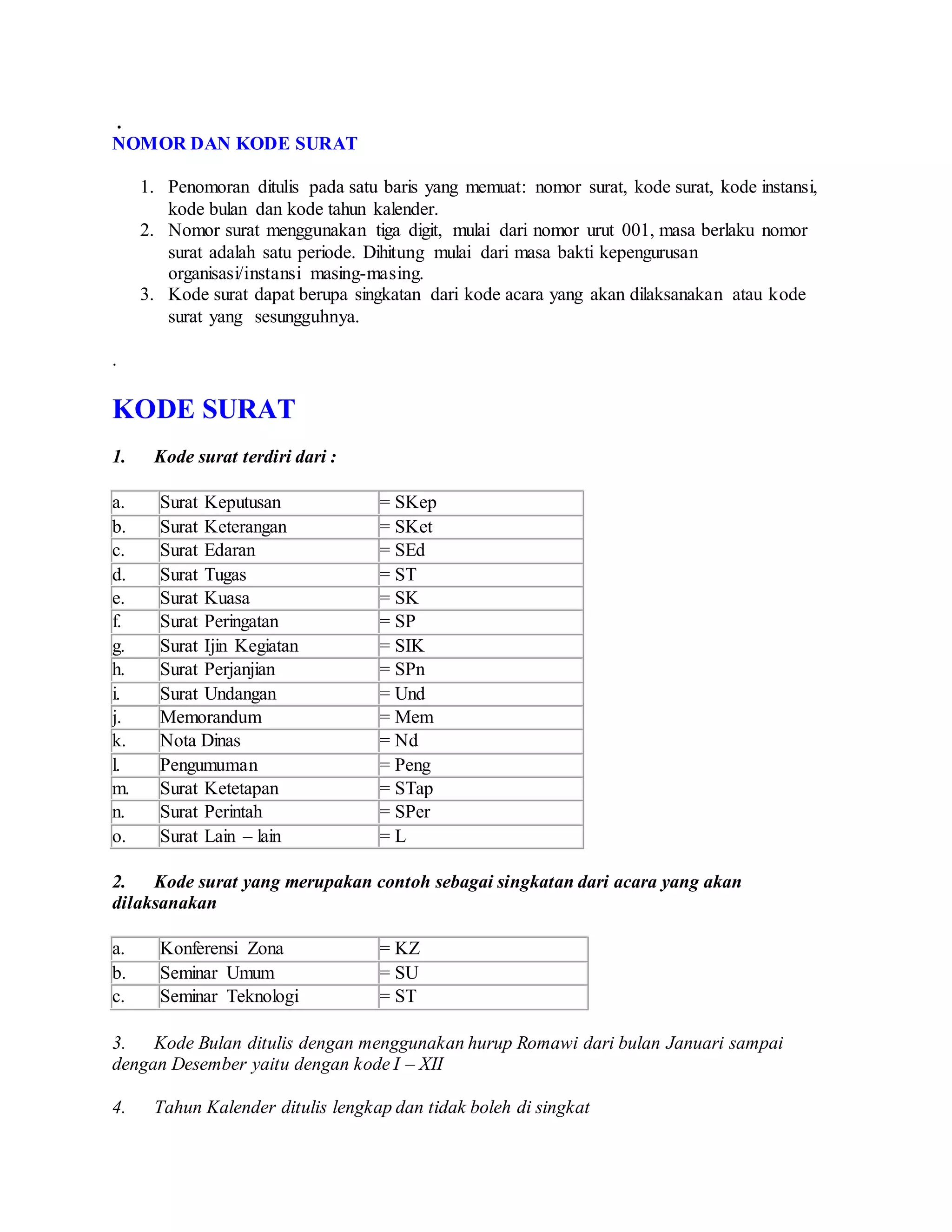 Kode administrasi surat | DOCX