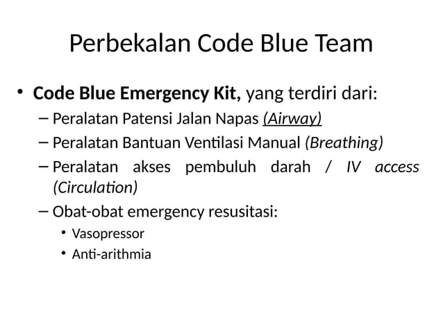 CODE BLUE RUMAH SAKIT AKREDITASI PAP LARS | PPT