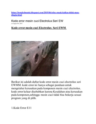 Kode error mesin cuci electrolux | DOCX