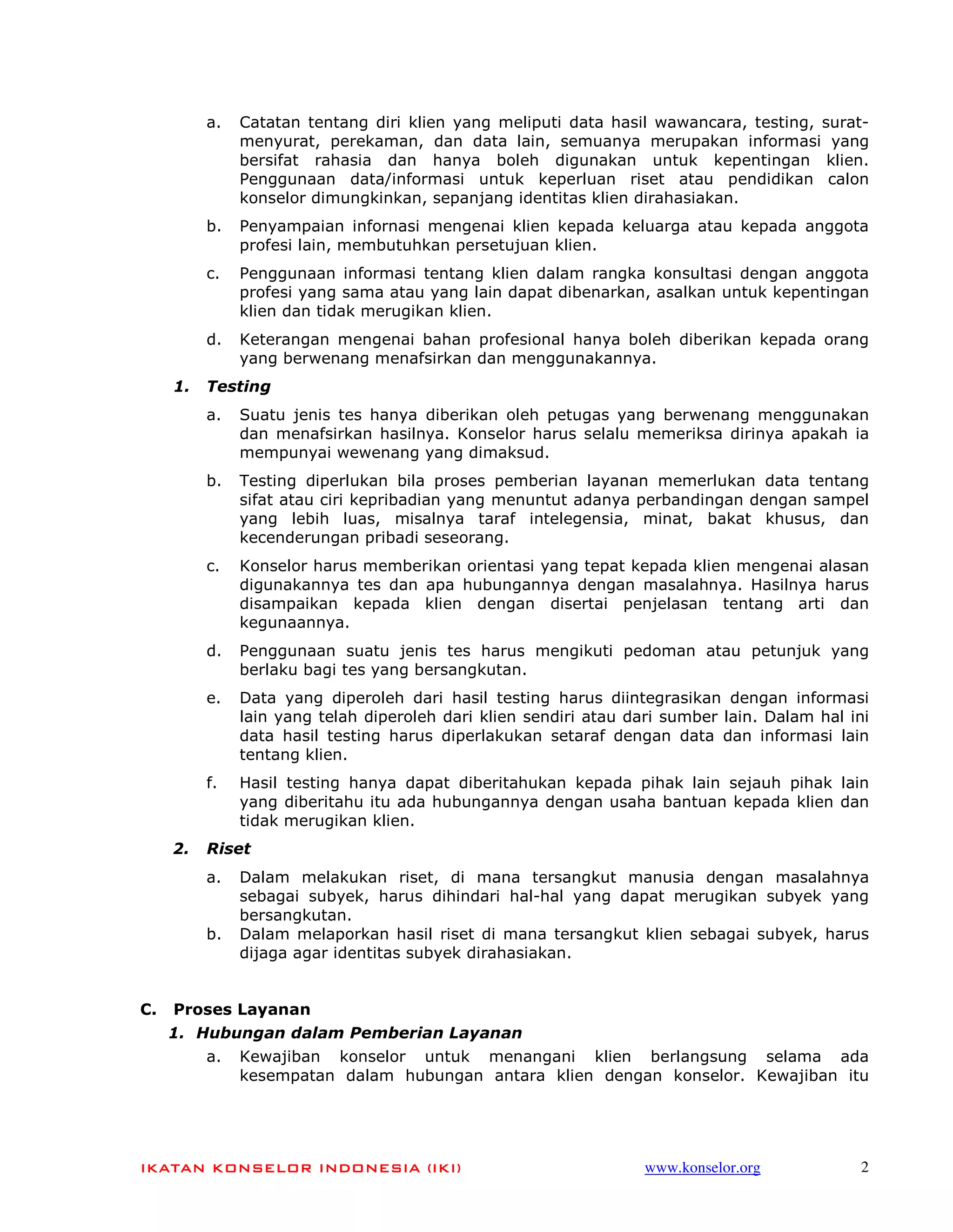 KODE ETIK PROFESI KONSELOR (REFRENSI) | PDF