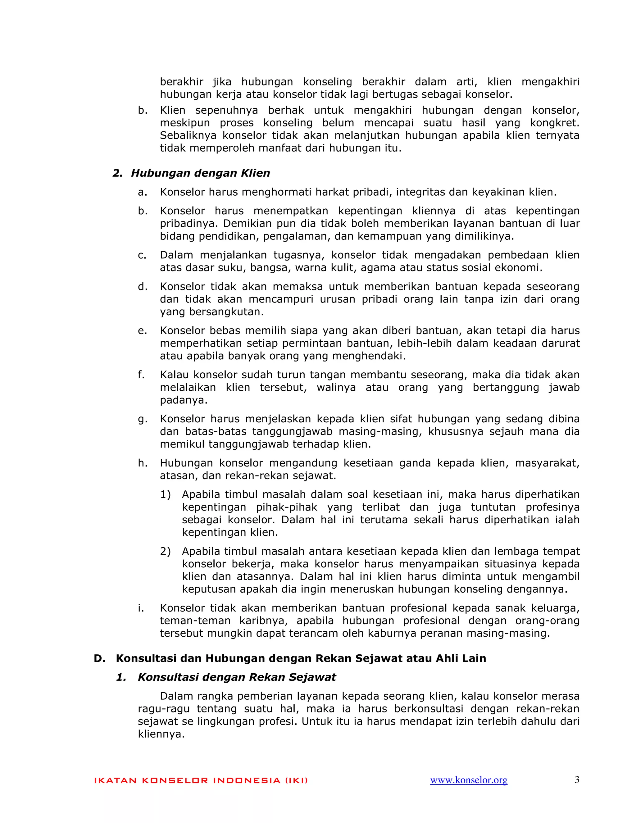 KODE ETIK PROFESI KONSELOR (REFRENSI) | PDF