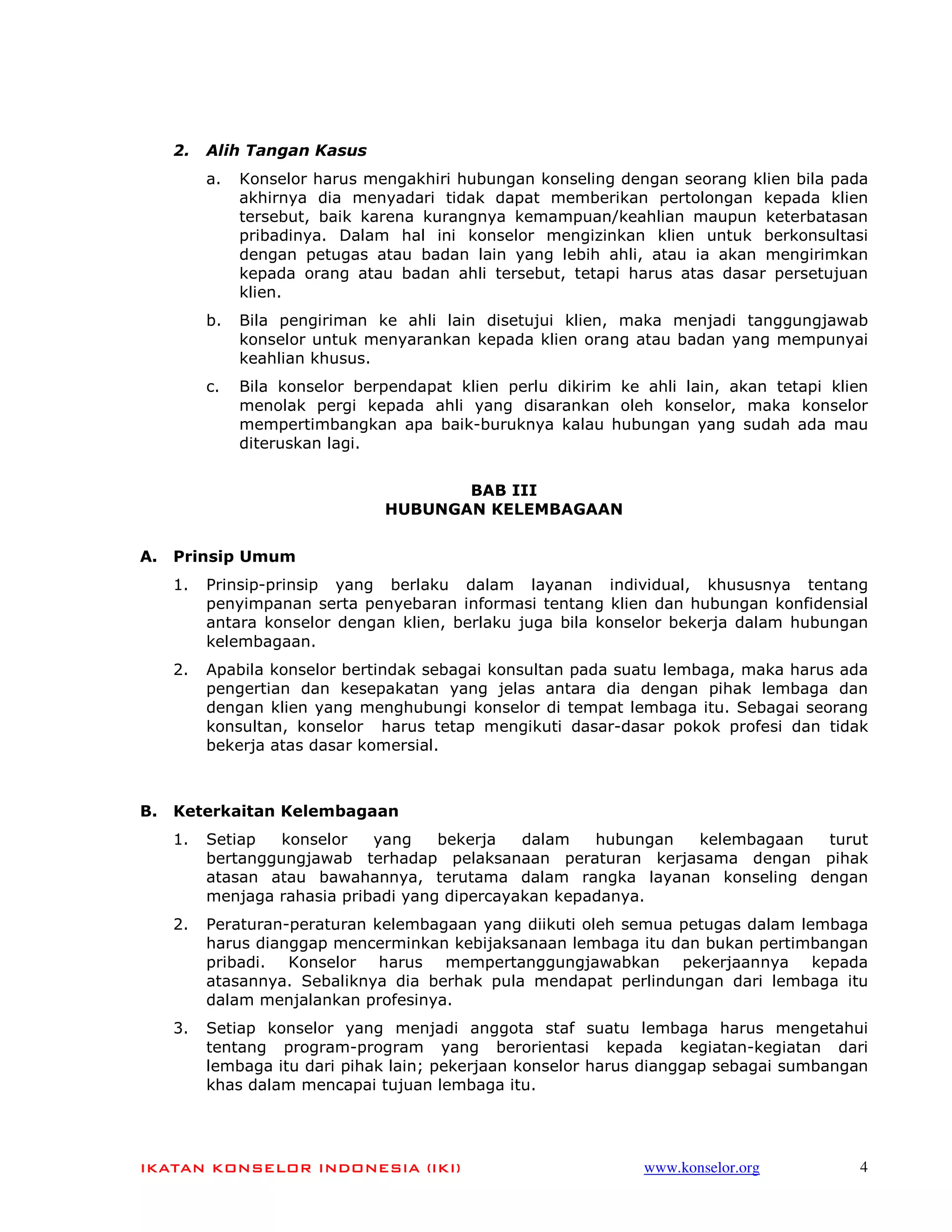 KODE ETIK PROFESI KONSELOR (REFRENSI) | PDF