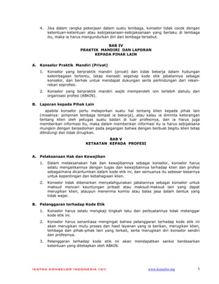 KODE ETIK PROFESI KONSELOR (REFRENSI) | PDF
