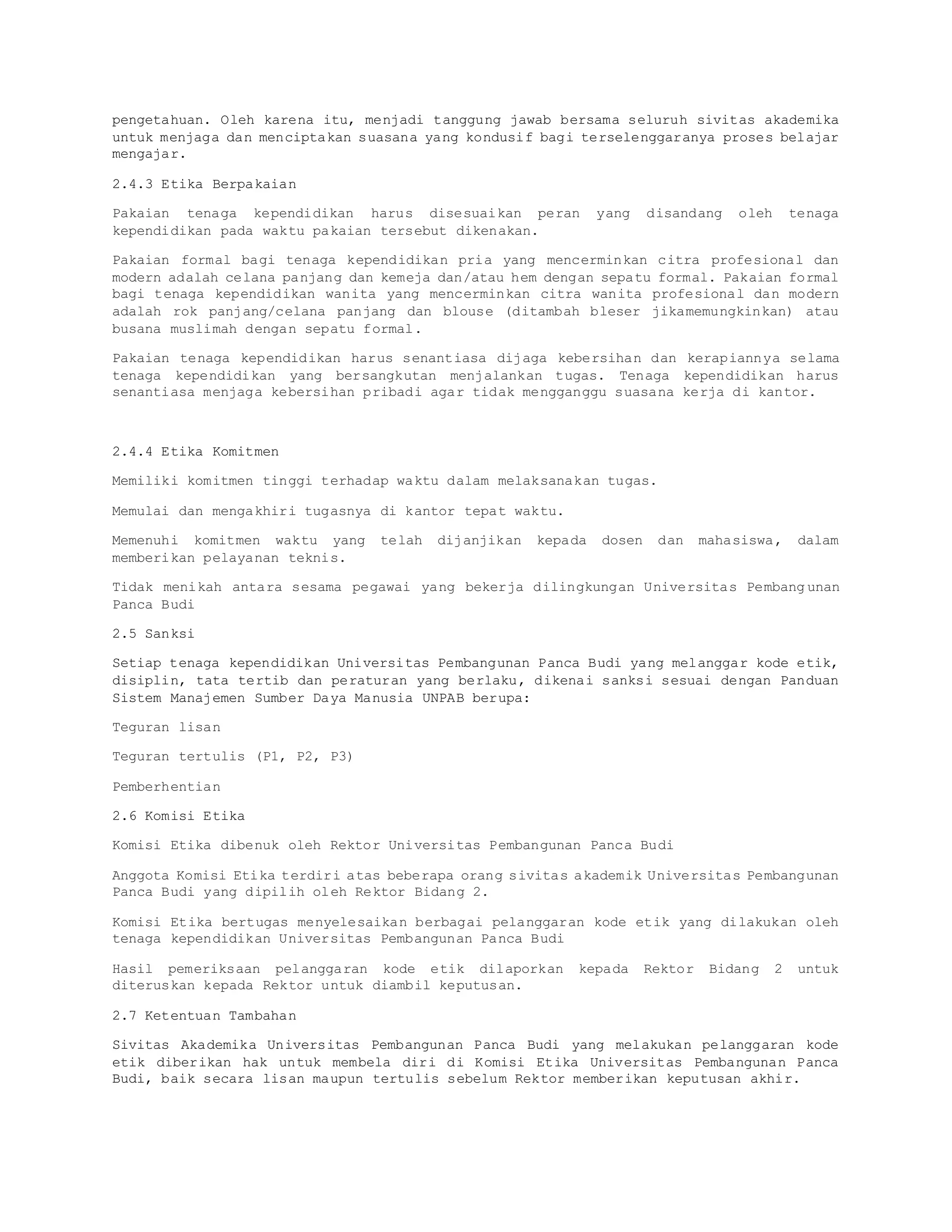 Kode etik dosen | DOCX