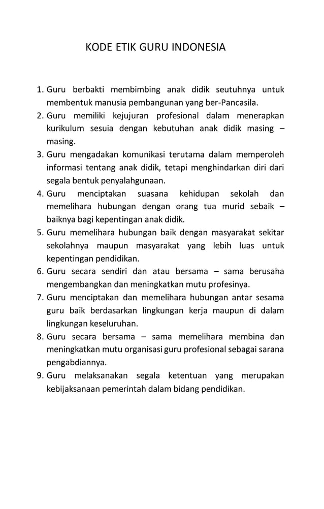 Kode etik guru indonesia | PDF