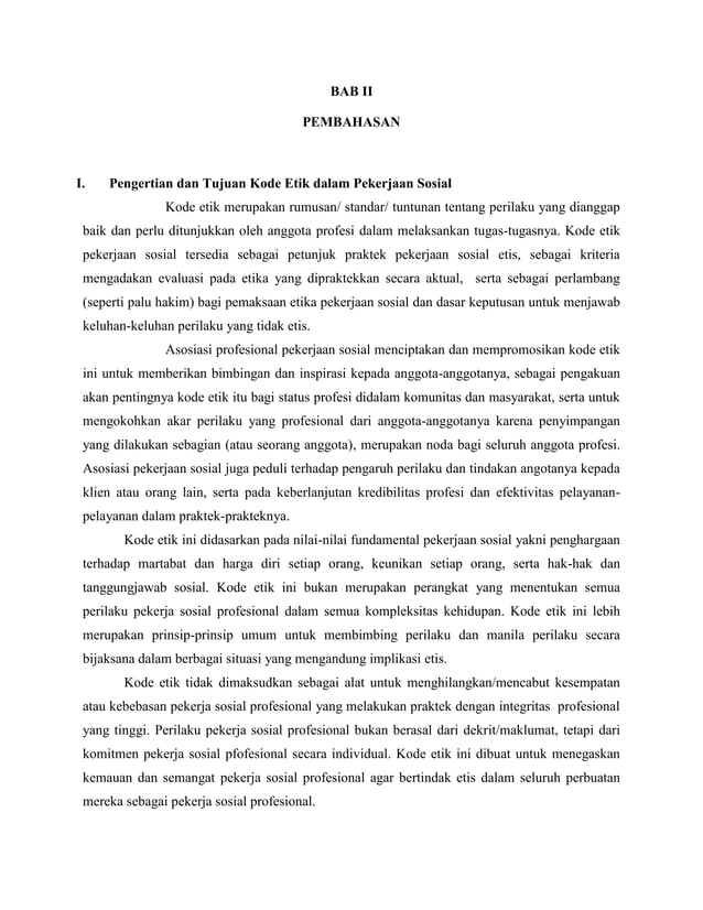 Kode etik pekerja sosial | DOCX