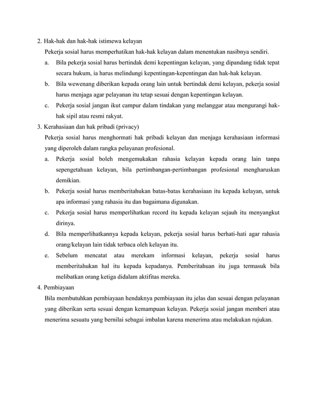 Kode etik pekerja sosial | DOCX