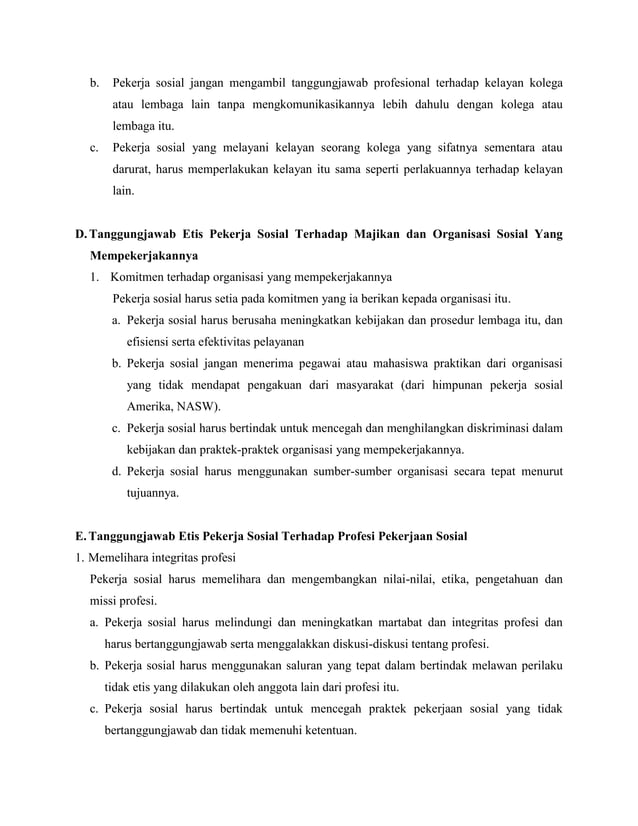 Kode etik pekerja sosial | DOCX