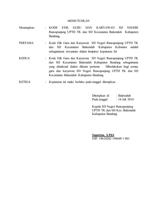 Kode etik sekolah | DOCX