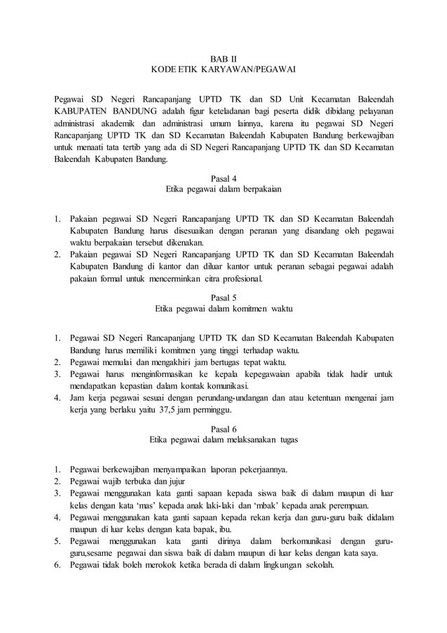 Kode etik sekolah | DOCX