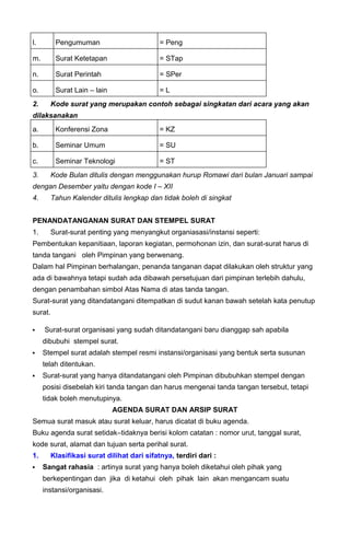 Kode kode surat | DOCX