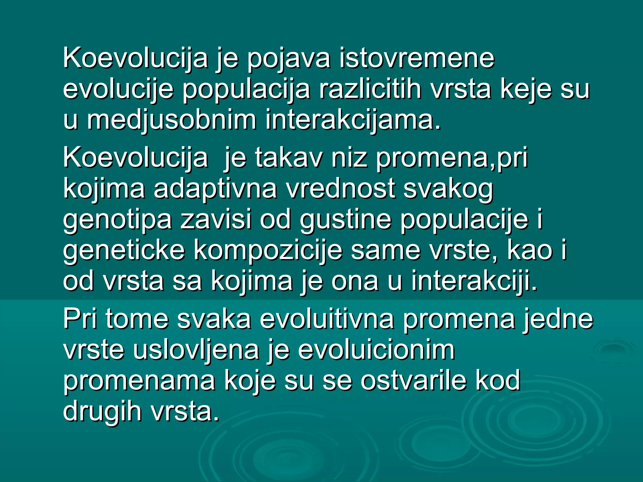 Koevolucija u ekoloskim sistemima | PPT