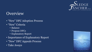 DFC Update and Explanatory Report, Kristen Fancher, Sledge Fancher ...