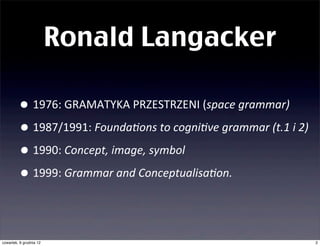 Gramatyka kognitywna Ronalda Langackera | PDF