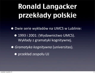 Gramatyka kognitywna Ronalda Langackera | PDF