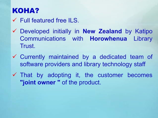 Koha: ILS | PPT