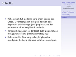 Koha ILS and Interoperability Standards | PDF
