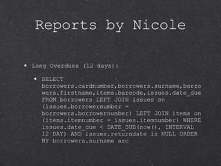 SQL Reports in Koha | PPT