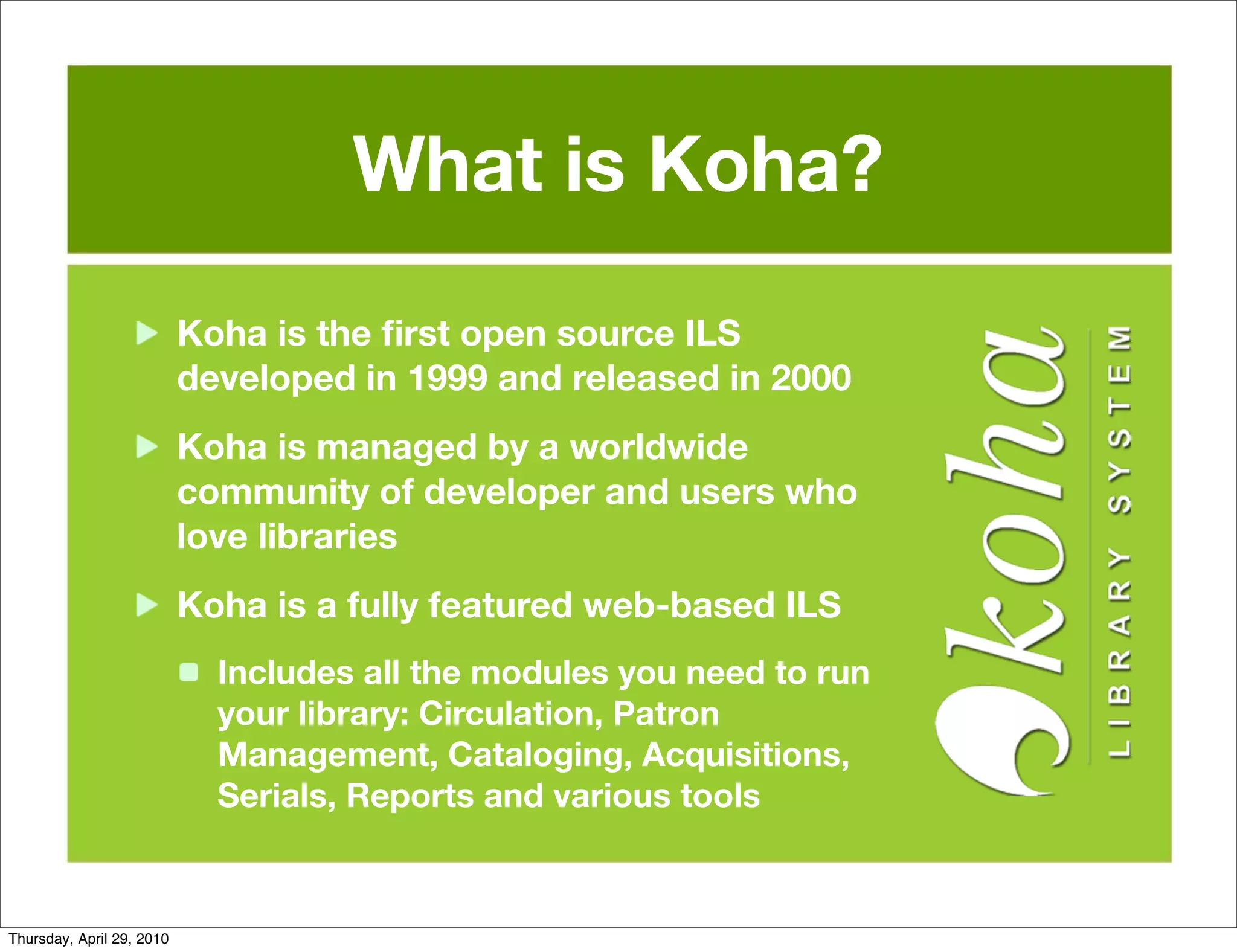 Intro to Koha ILS | PPT
