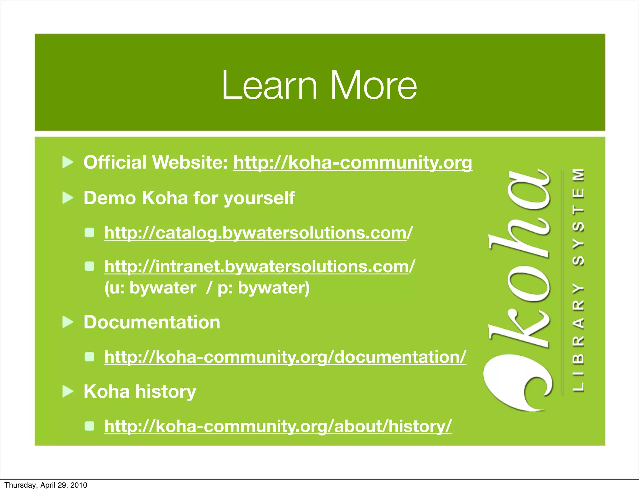 Intro to Koha ILS | PPT