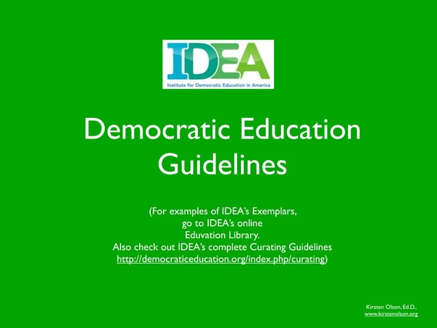 Democratic Education Criteria | KEY | Educational Assessment | Education